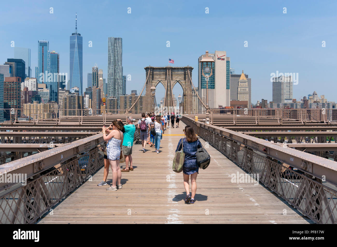 People visiting Brooklyn Bridge in New York City Stock Photo - Alamy