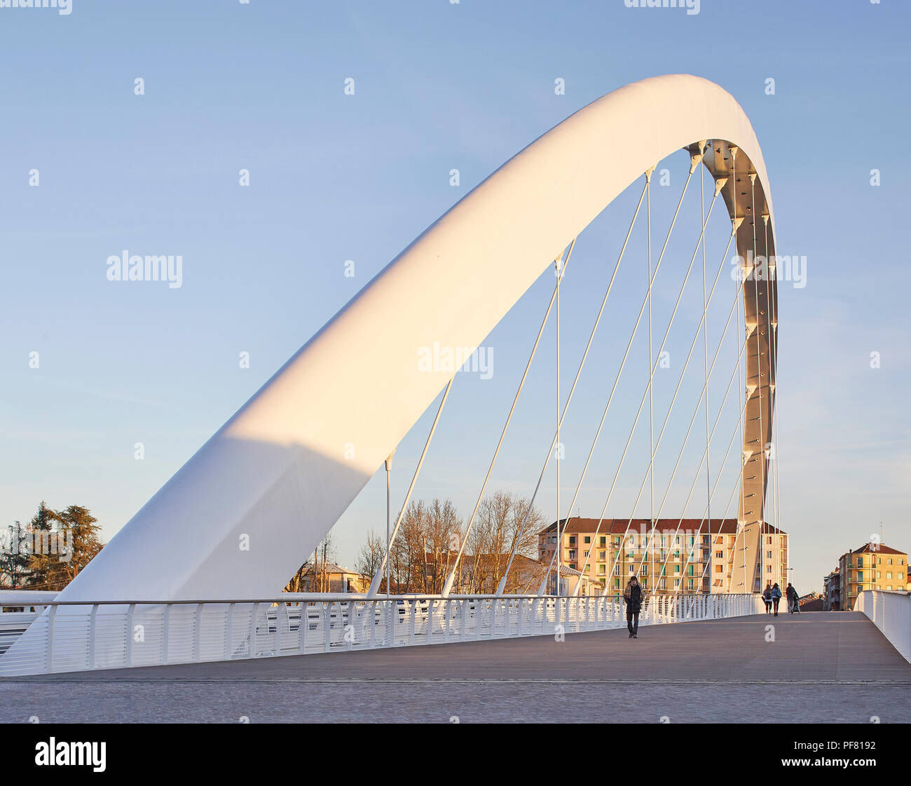 View of pedestrianised part of bridge. Cittadella Bridge, Alessandria ...