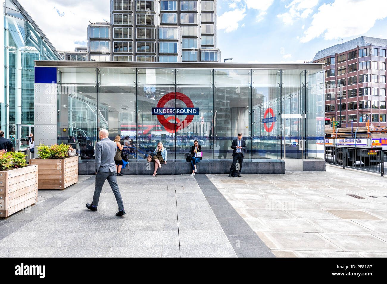 London, UK - June 21, 2018: Victoria Underground tube station outside ...
