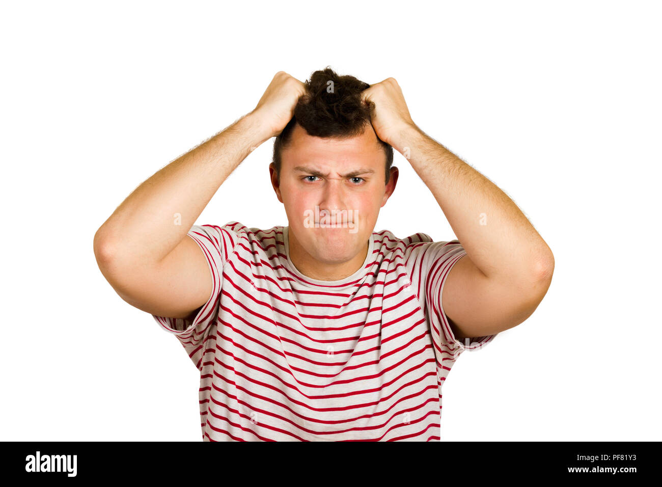 sad young man loser pose. emotional guy isolated on white background ...