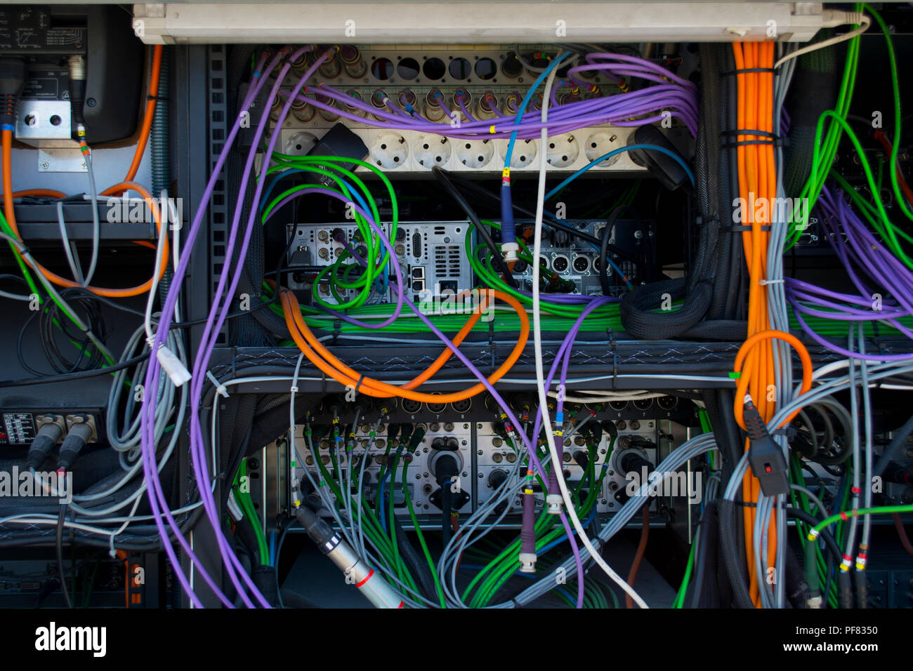 the control panel television equipment, TV cable, video cable Stock ...