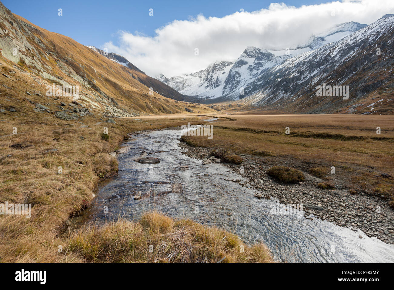 walking at fall in a mountain valley Stock Photo - Alamy
