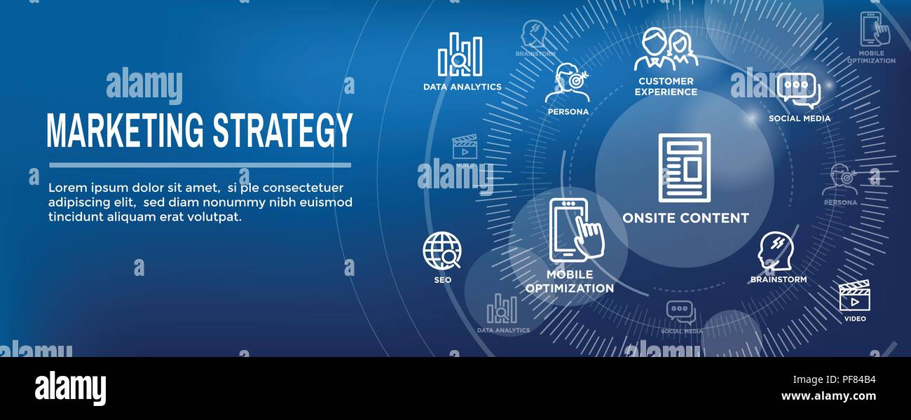 Marketing Strategy Web Header Hero Image Banner with inbound lead ...