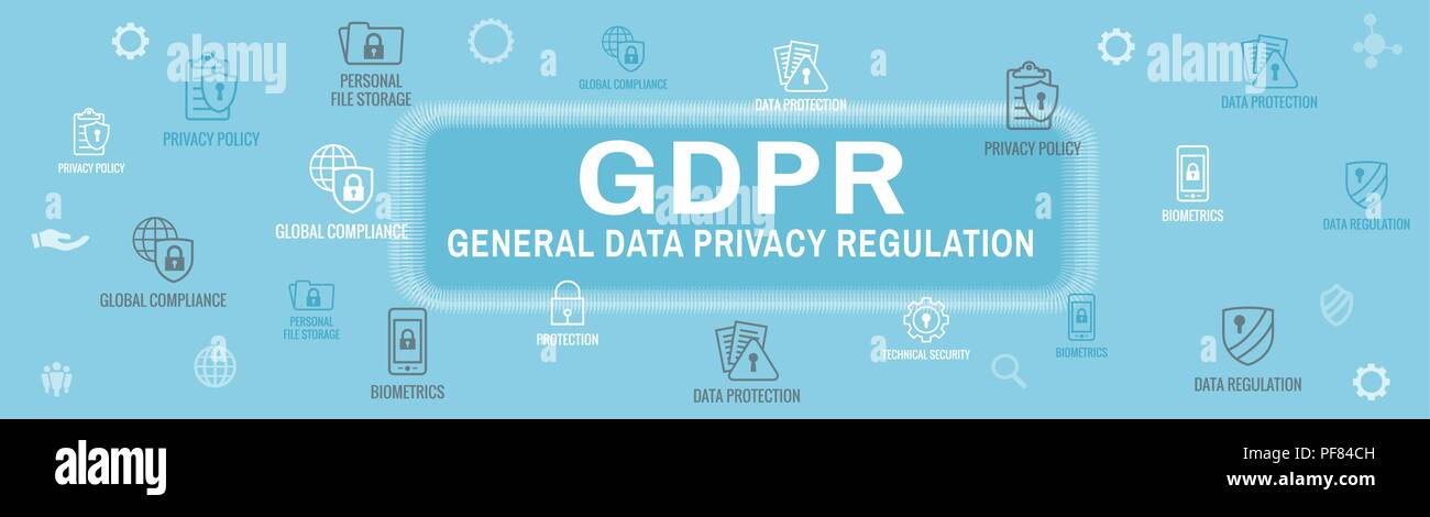 GDPR and Privacy Policy Web Banner Header & Background Stock Vector ...