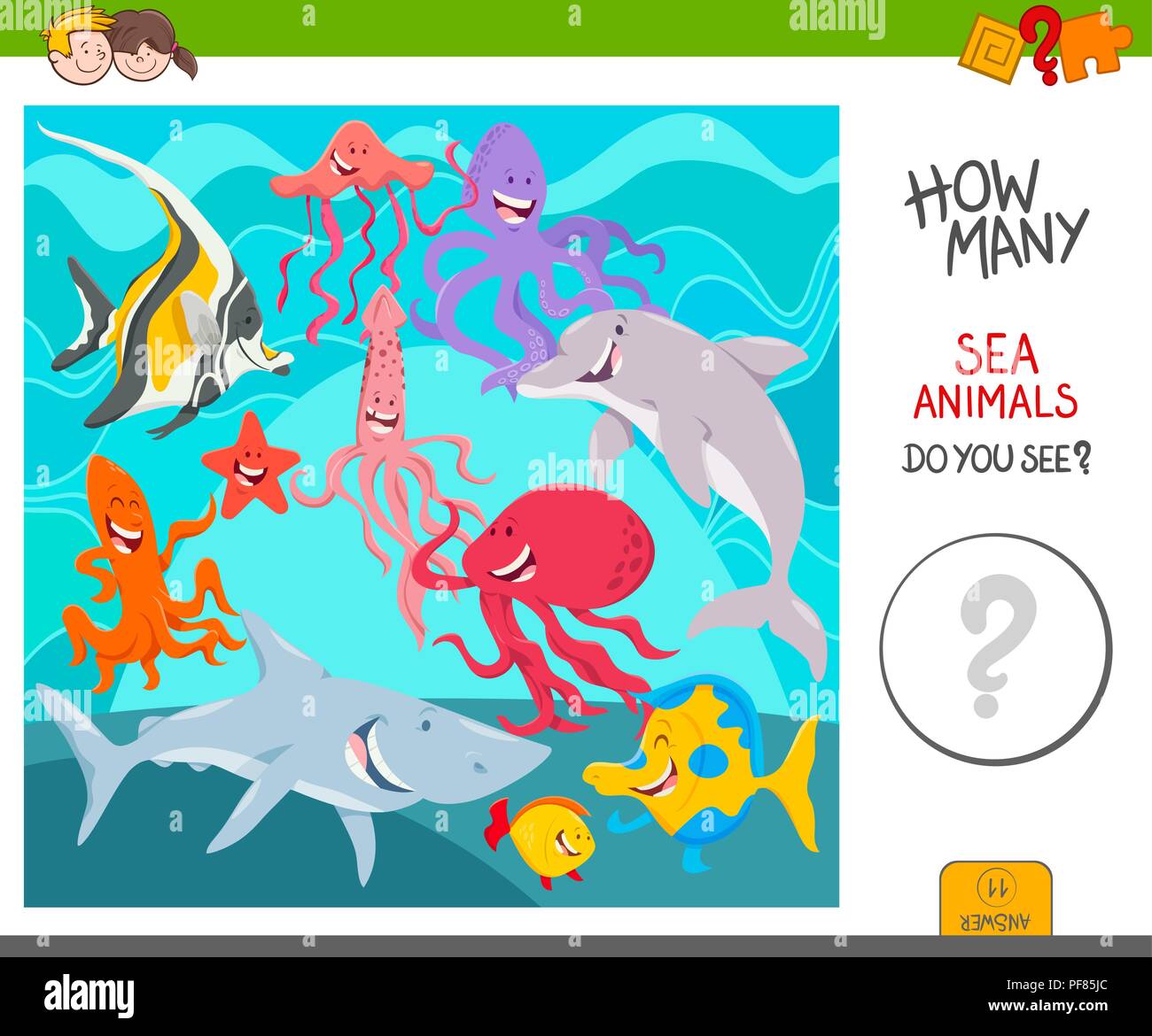 Cartoon Illustration of Educational Counting Activity Game for Kids ...