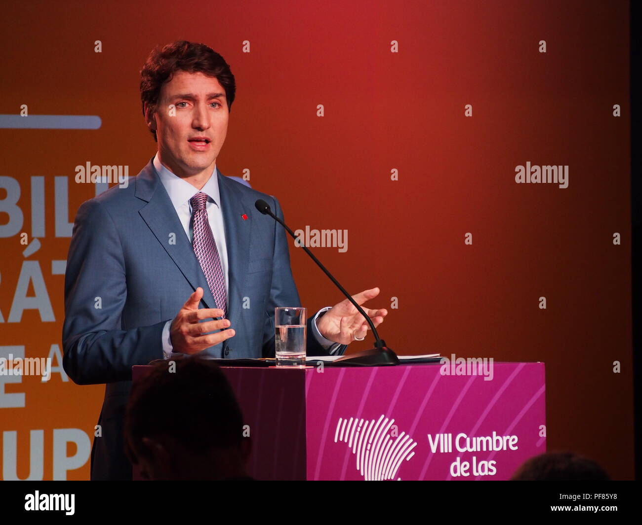 Justin Trudeau Prime Minister of Canada giving a press conference in ...
