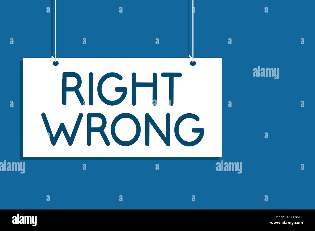 Text sign showing Right Wrong. Conceptual photo choose between two ...