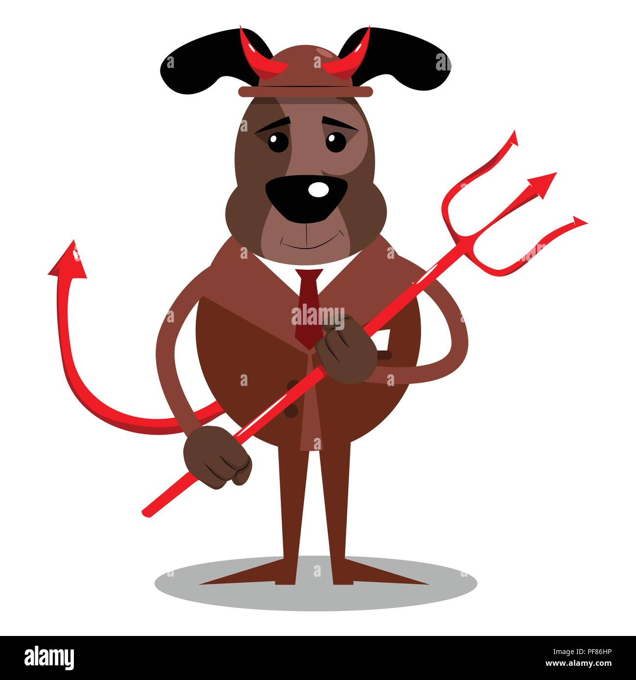Cartoon vector illustrated business dog devil with pitchfork Stock ...