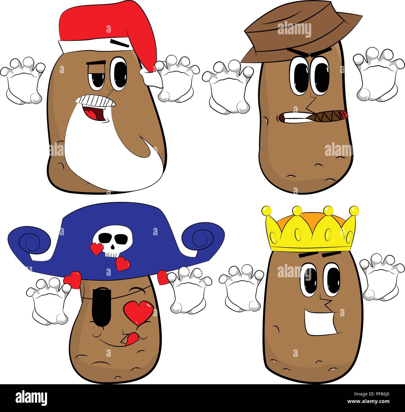 Potatoes is trying to scare you. Cartoon potato collection with costume ...