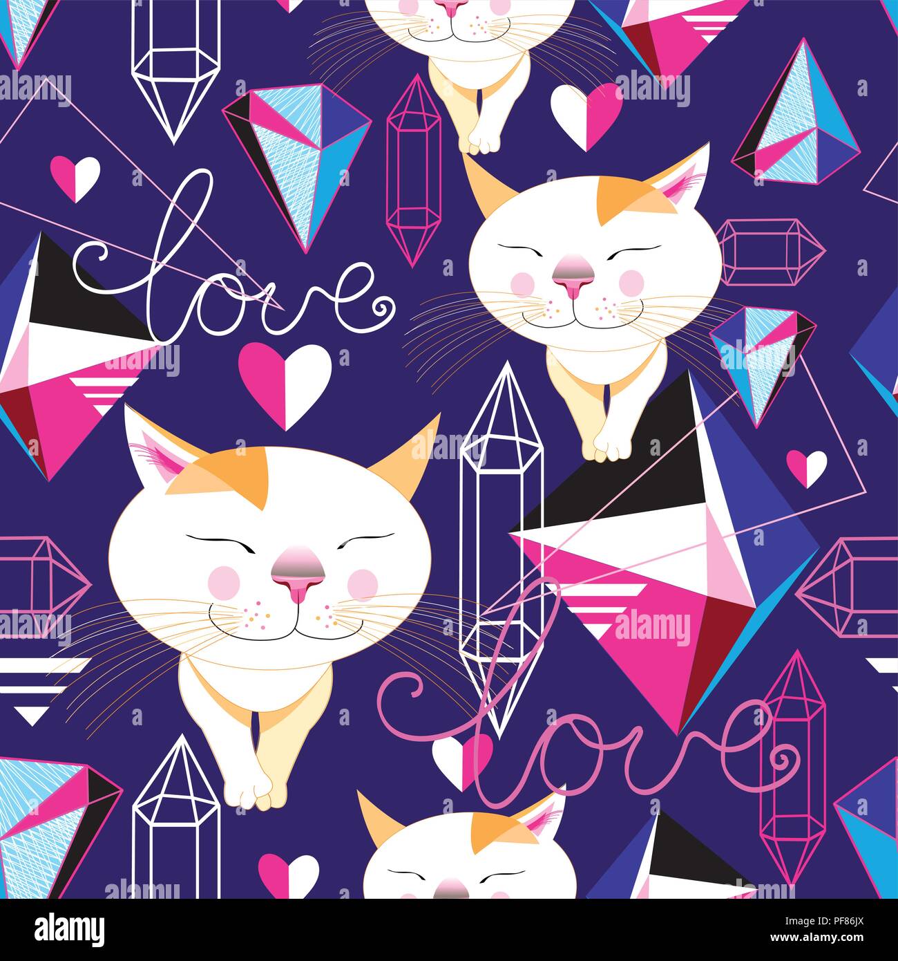 Seamless funny pattern of enamored cats Stock Vector Image & Art - Alamy