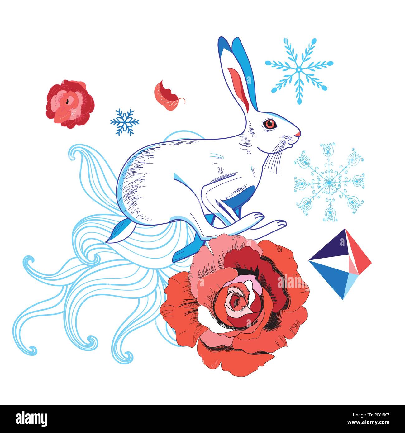 Red white roses fall Stock Vector Images - Alamy