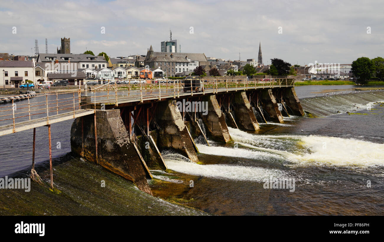 The dam and lock system on the river shannon in Athlone ireland with ...