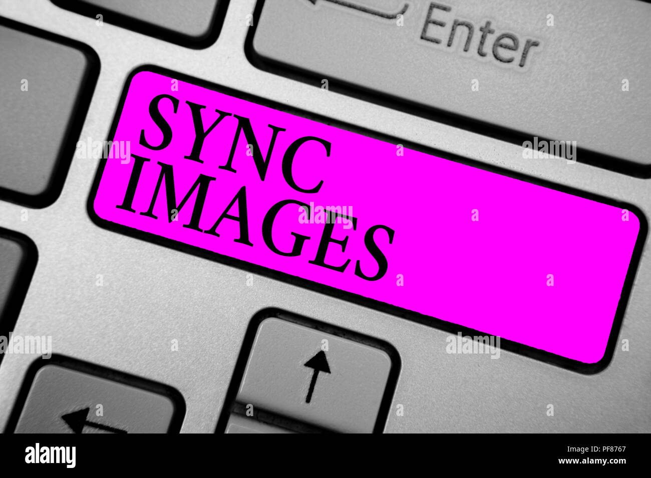 Conceptual hand writing showing Sync Images. Business photo text Making ...