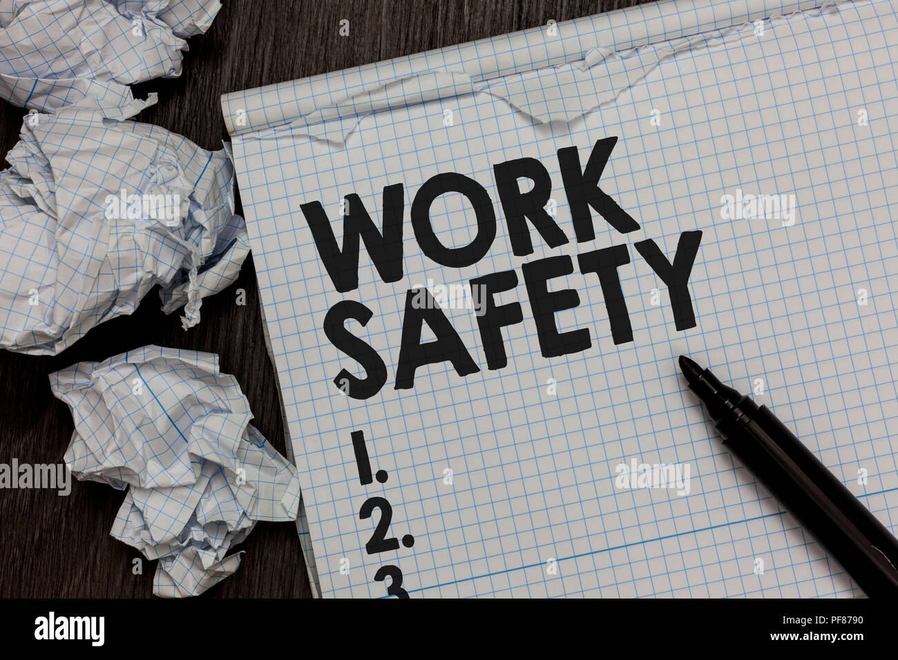 Text sign showing Work Safety. Conceptual photo Policies and control in ...