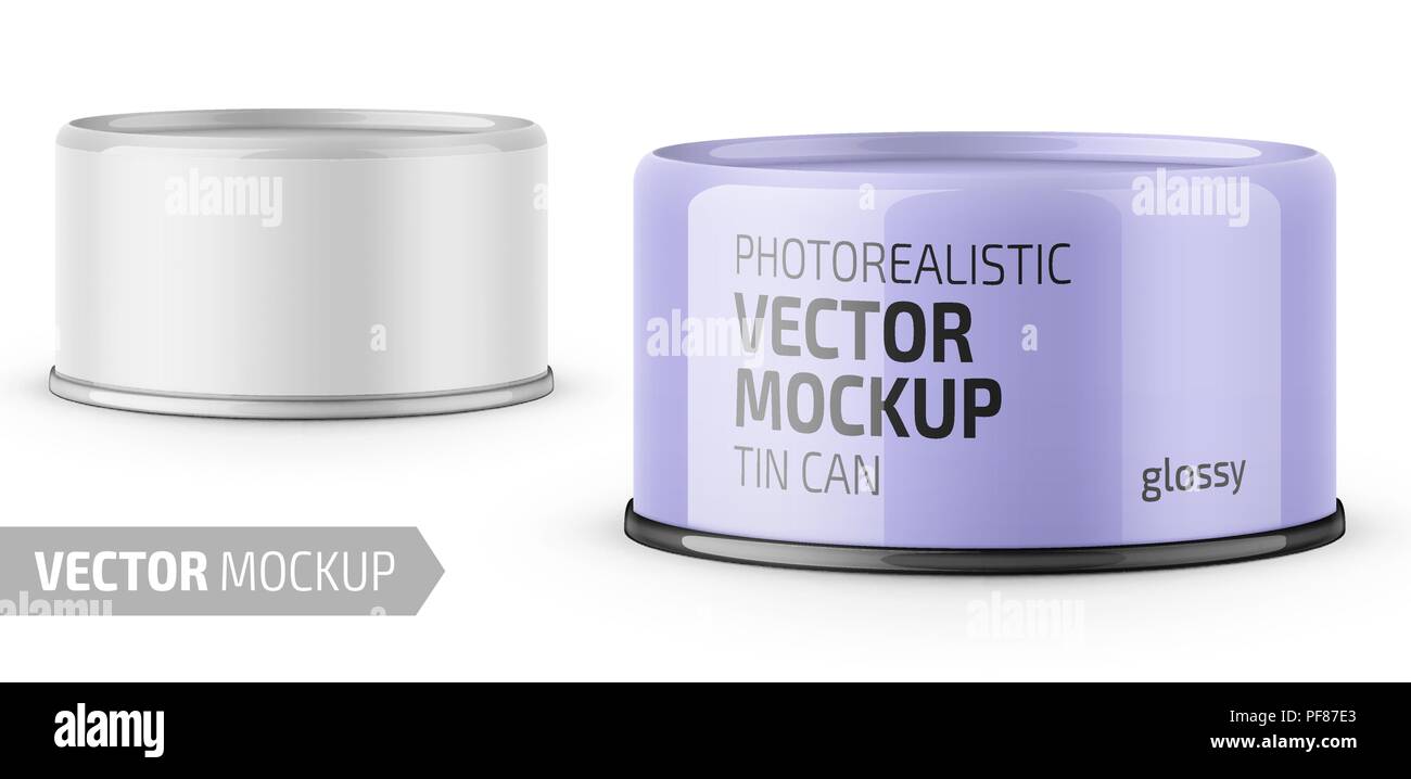 Low-profile glossy tuna can with label on white background. Photo ...