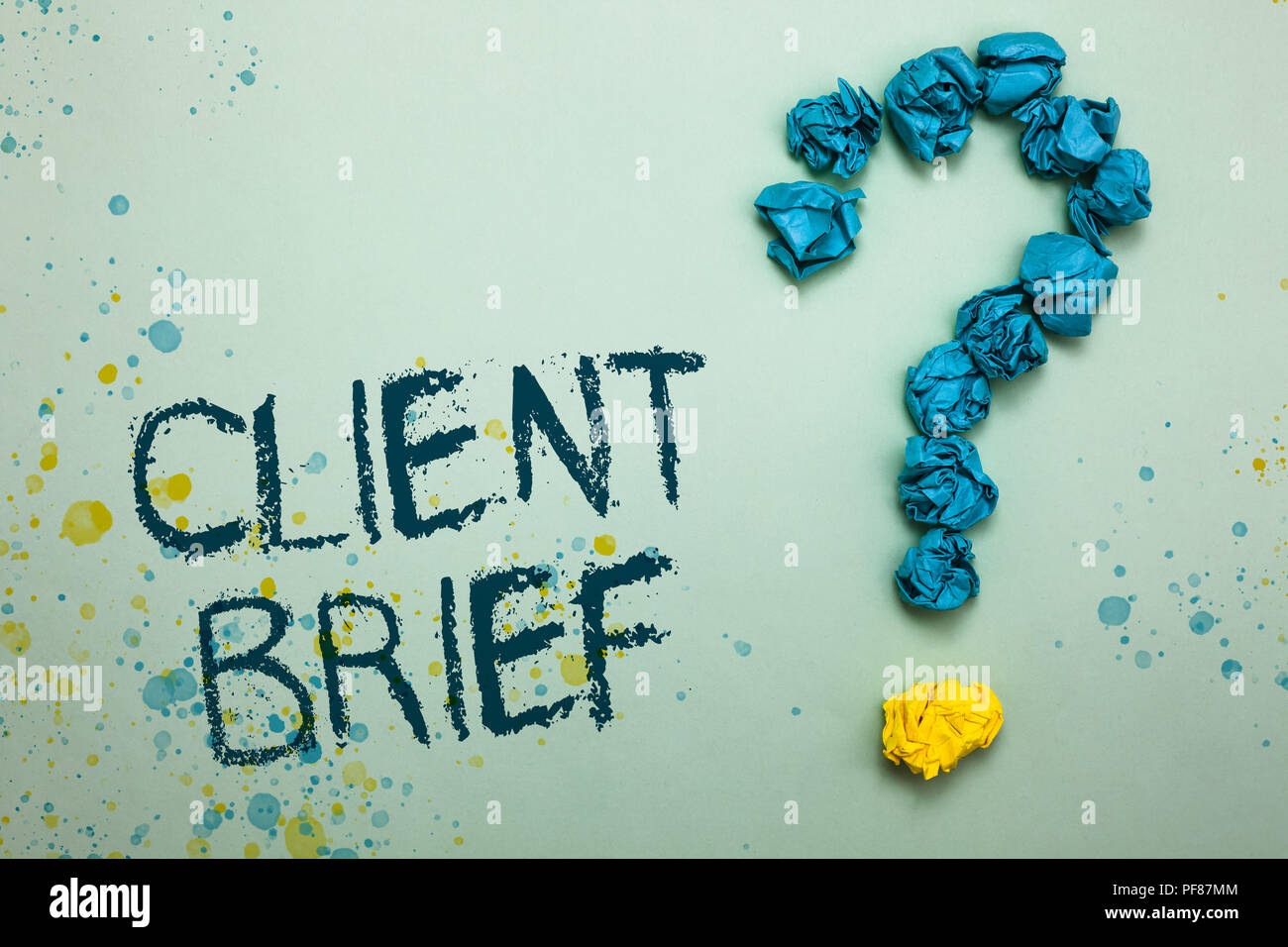 Handwriting text Client Brief. Concept meaning A documents bounded by ...