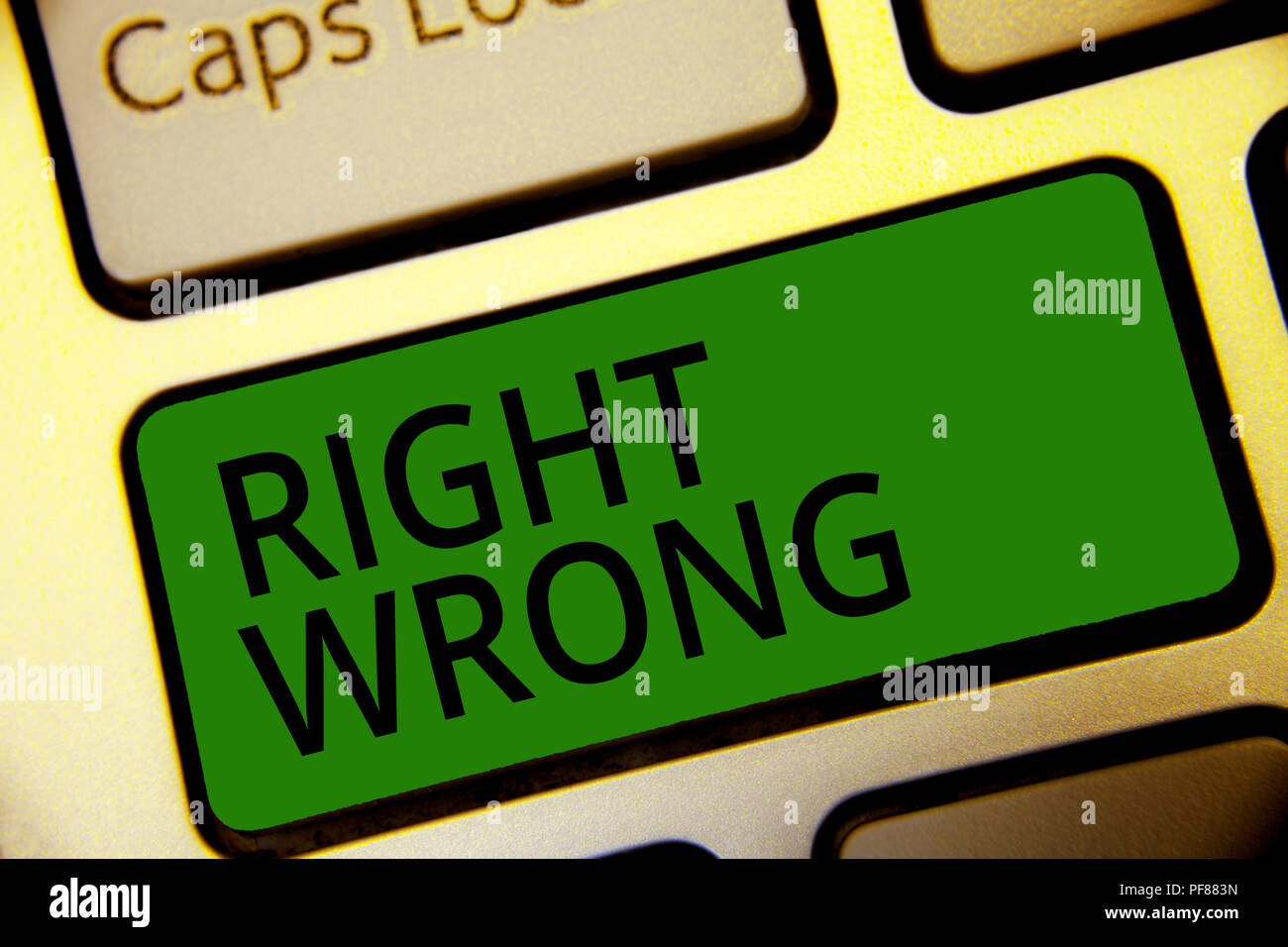 Handwriting text writing Right Wrong. Concept meaning choose between ...