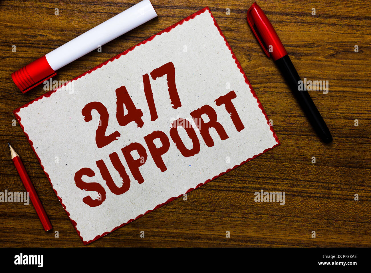 Handwriting text writing 24 7 Support. Concept meaning Giving ...