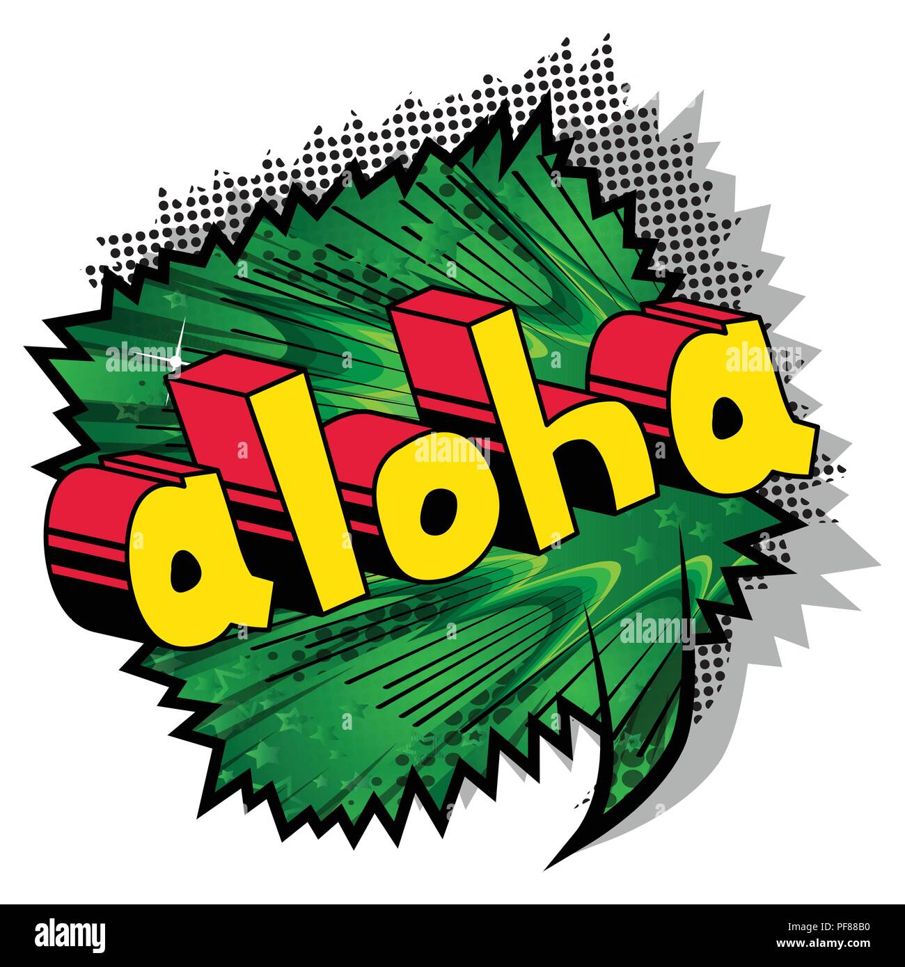 Aloha (Hello in Hawaii) - Vector illustrated comic book style phrase ...