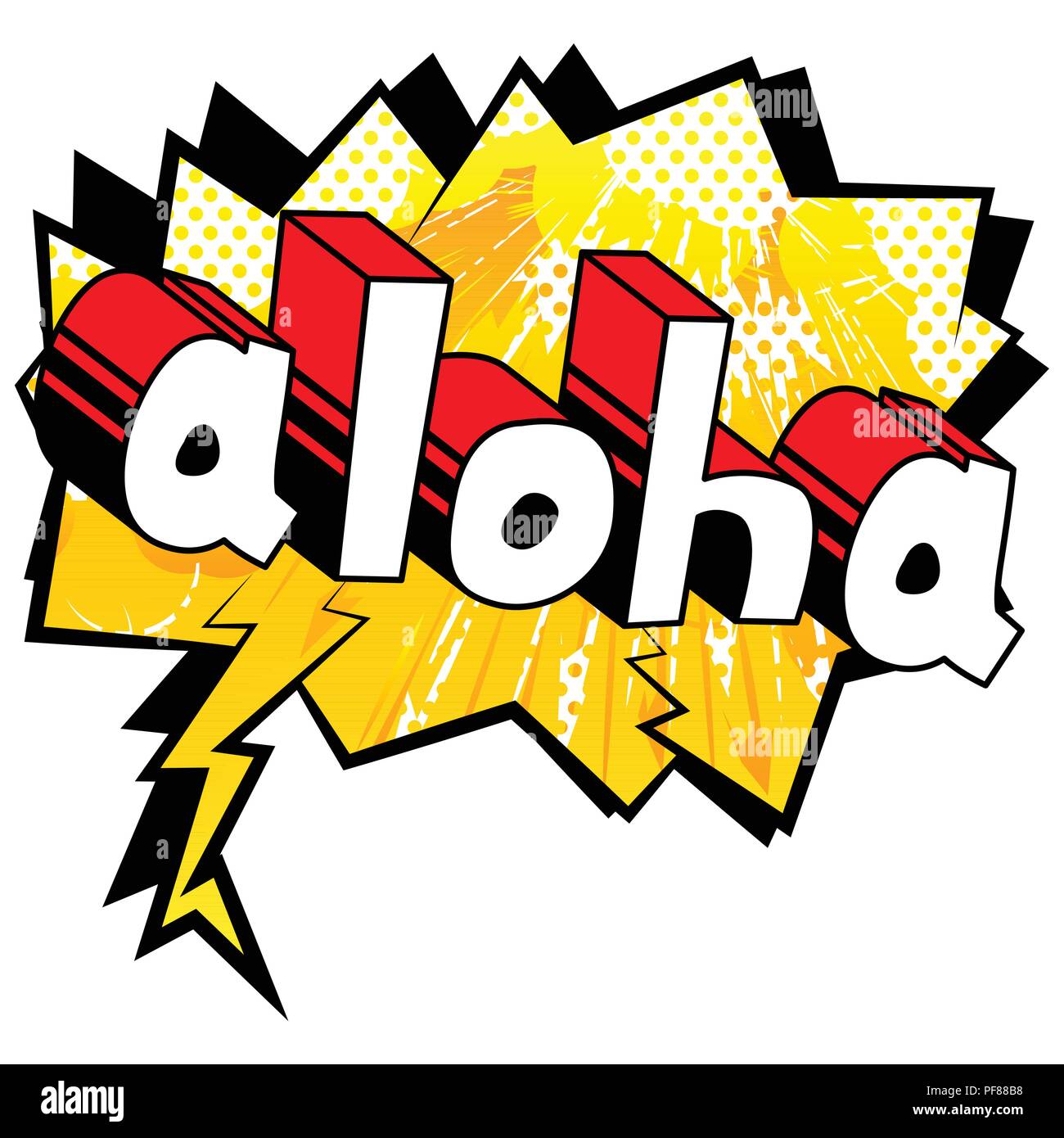 Aloha (Hello in Hawaii) - Vector illustrated comic book style phrase ...
