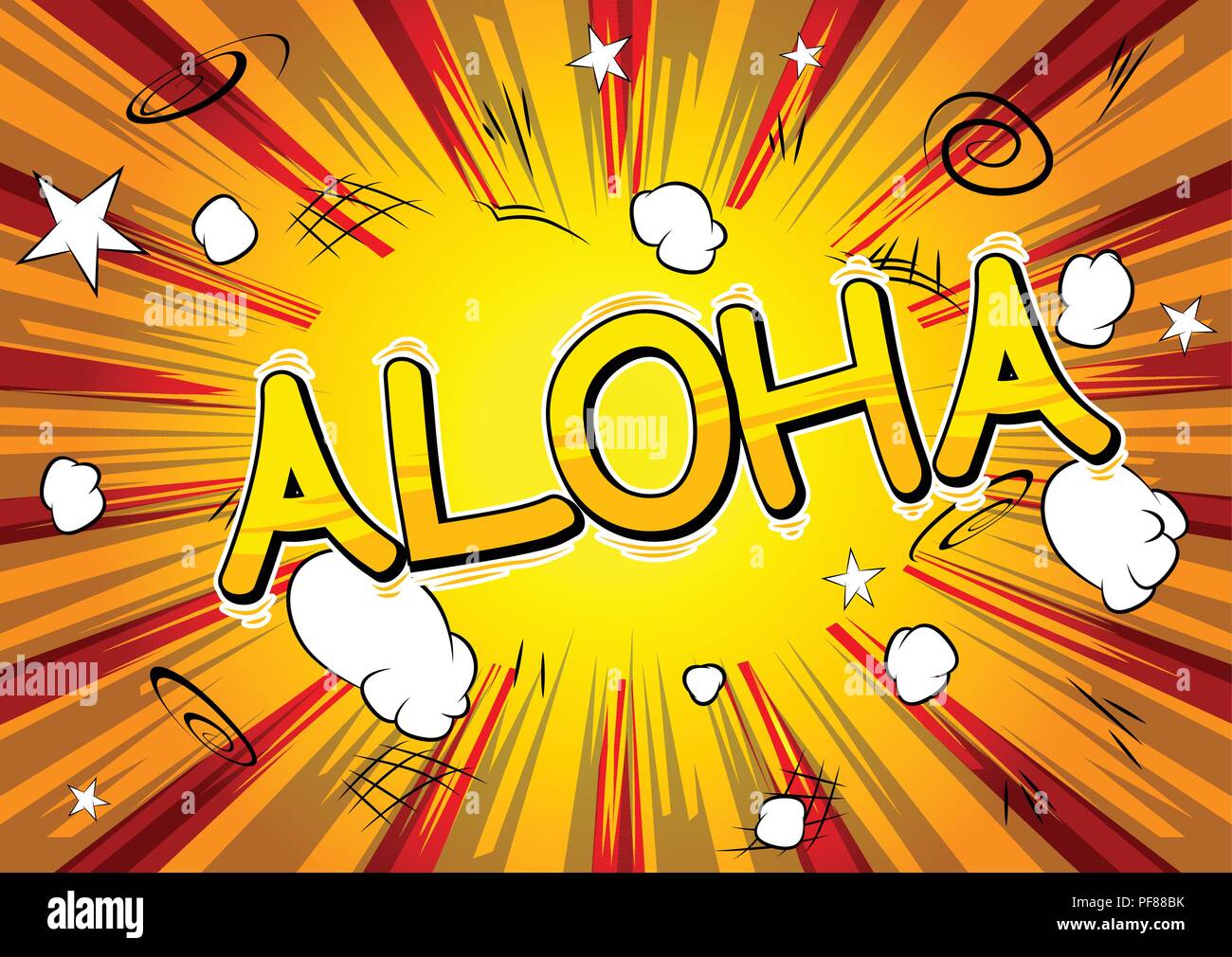 Aloha (Hello in Hawaii) - Vector illustrated comic book style phrase ...