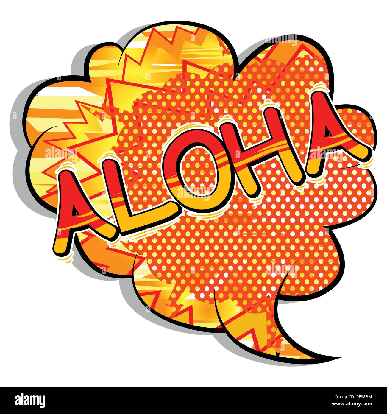 Aloha (Hello in Hawaii) - Vector illustrated comic book style phrase ...