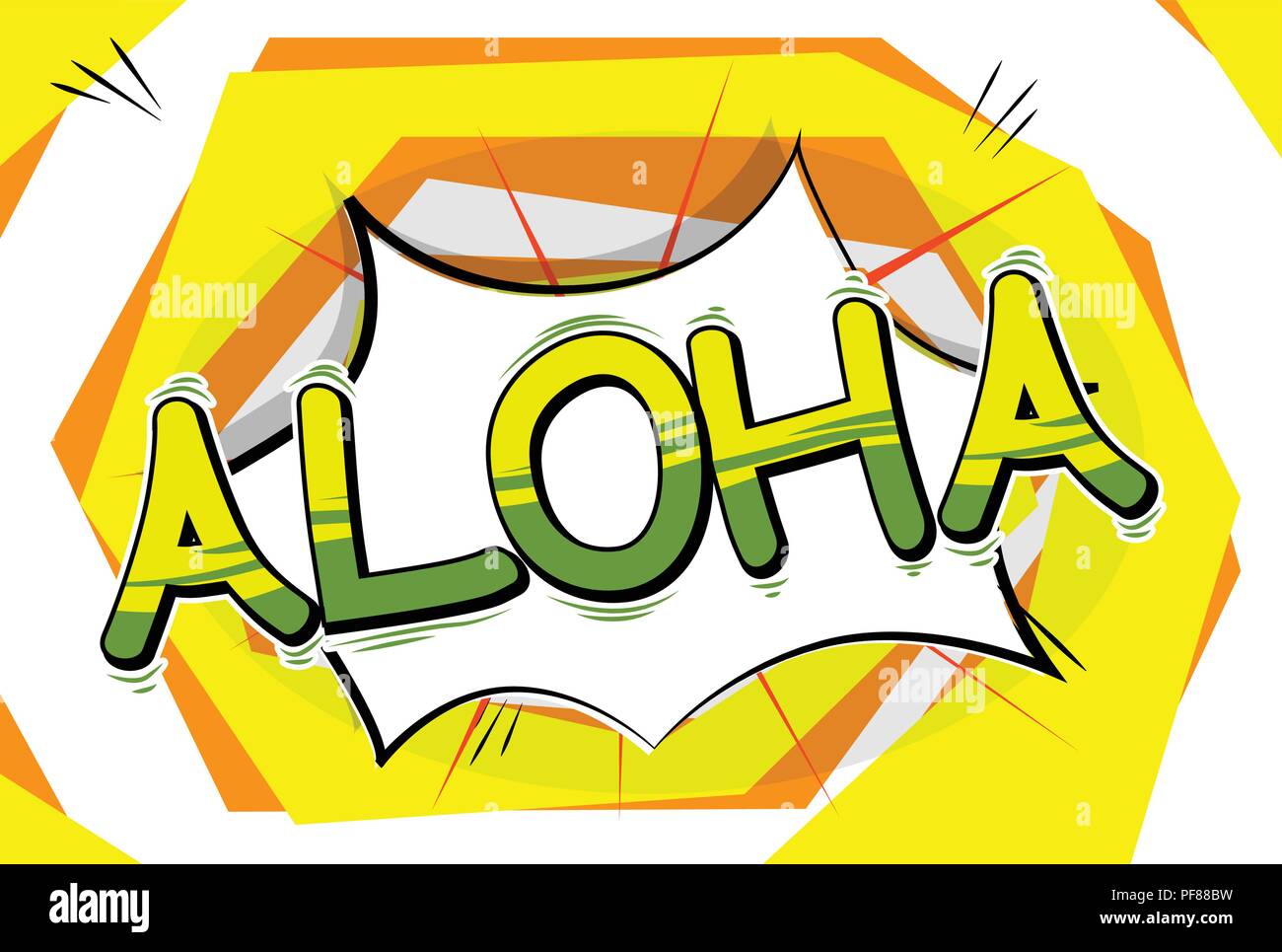 Aloha (Hello in Hawaii) - Vector illustrated comic book style phrase ...
