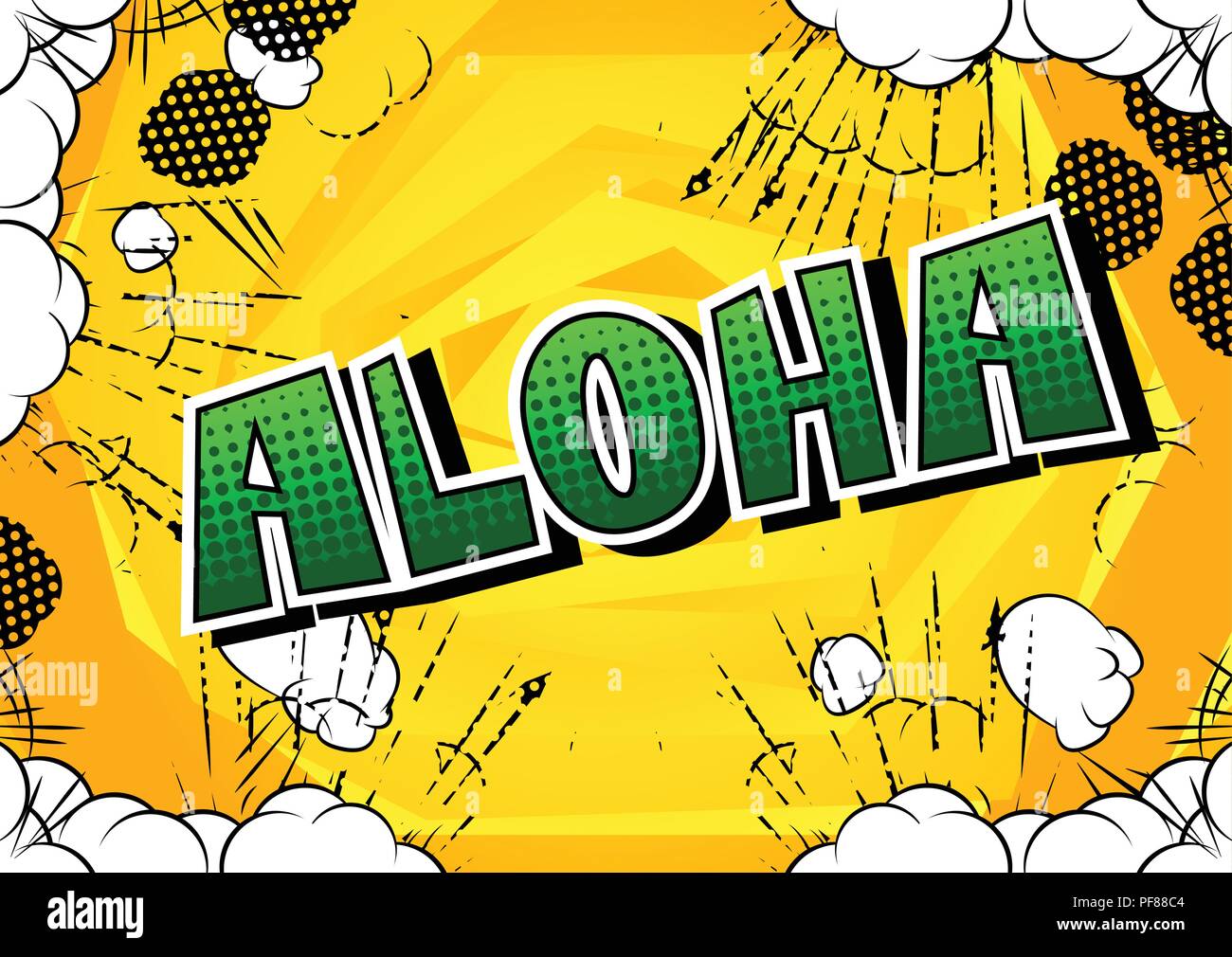 Aloha (Hello in Hawaii) - Vector illustrated comic book style phrase ...