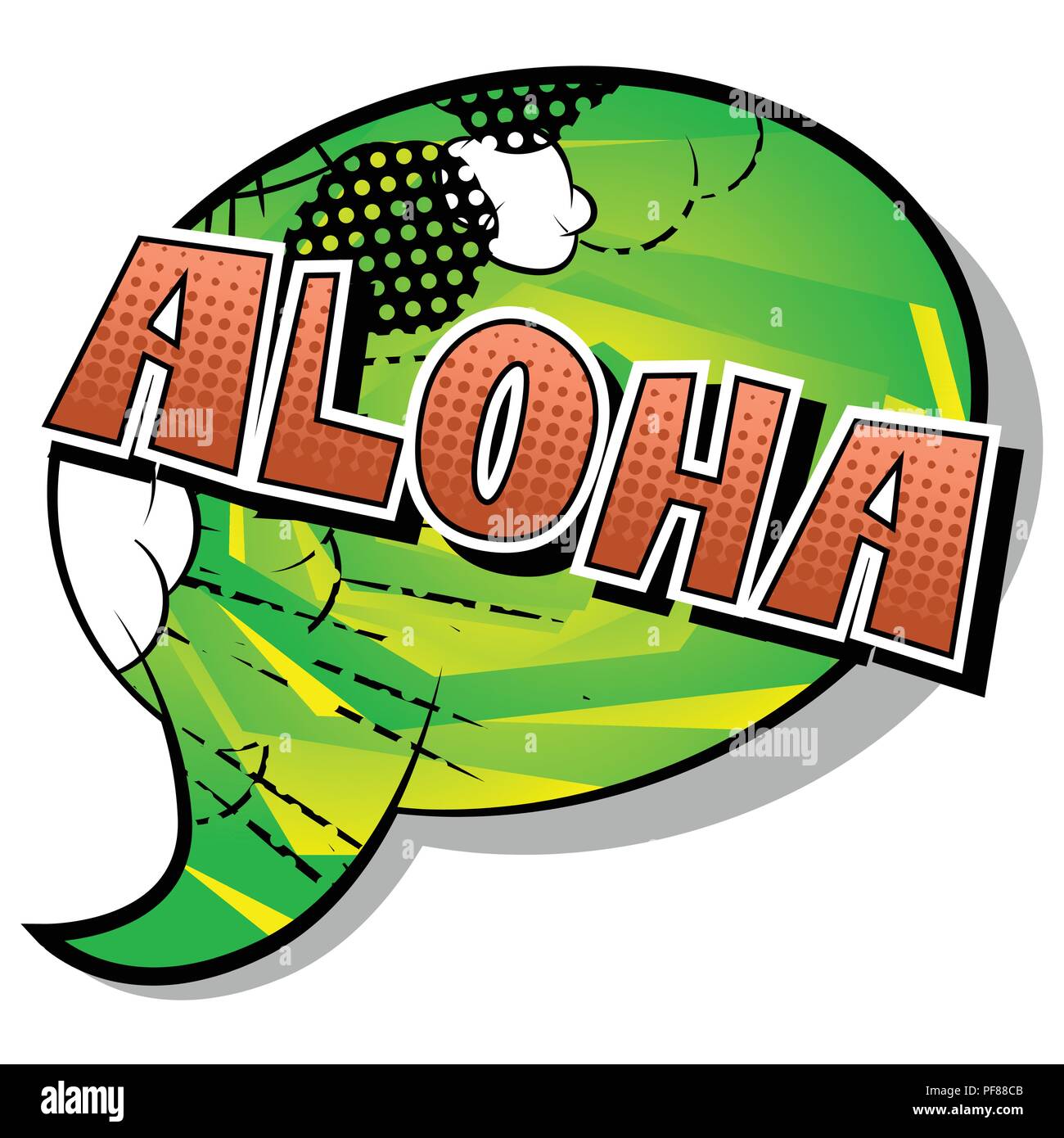 Aloha (Hello in Hawaii) - Vector illustrated comic book style phrase ...
