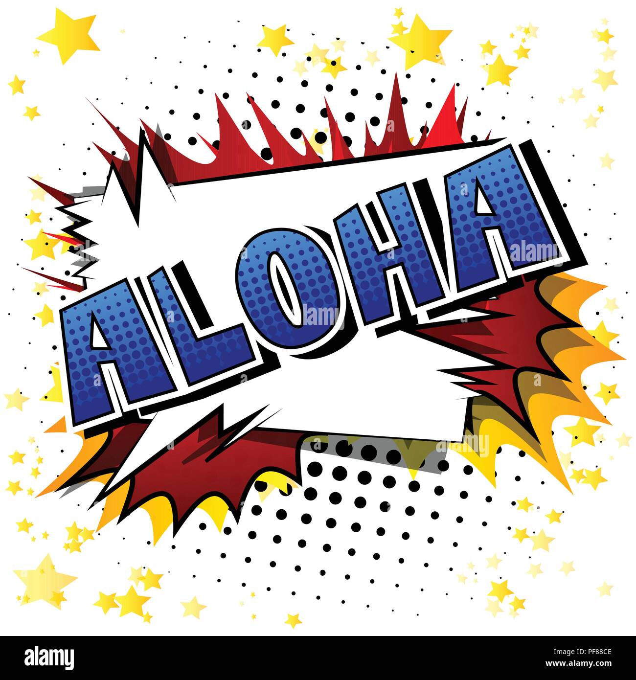 Aloha (Hello in Hawaii) - Vector illustrated comic book style phrase ...