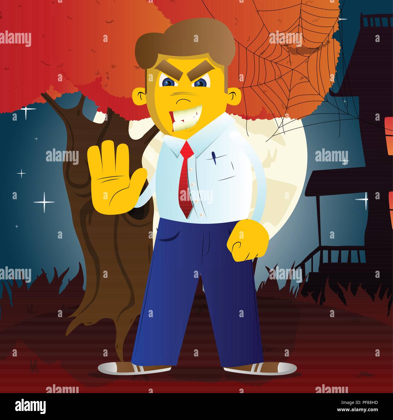 Yellow man showing deny or refuse hand gesture. Vector cartoon ...