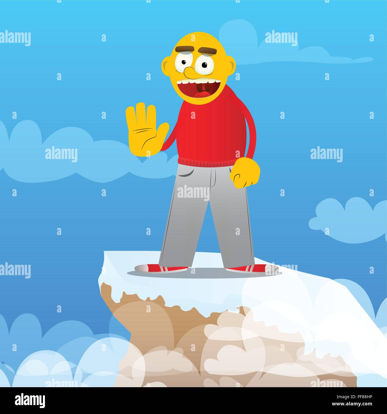 Yellow man showing deny or refuse hand gesture. Vector cartoon ...