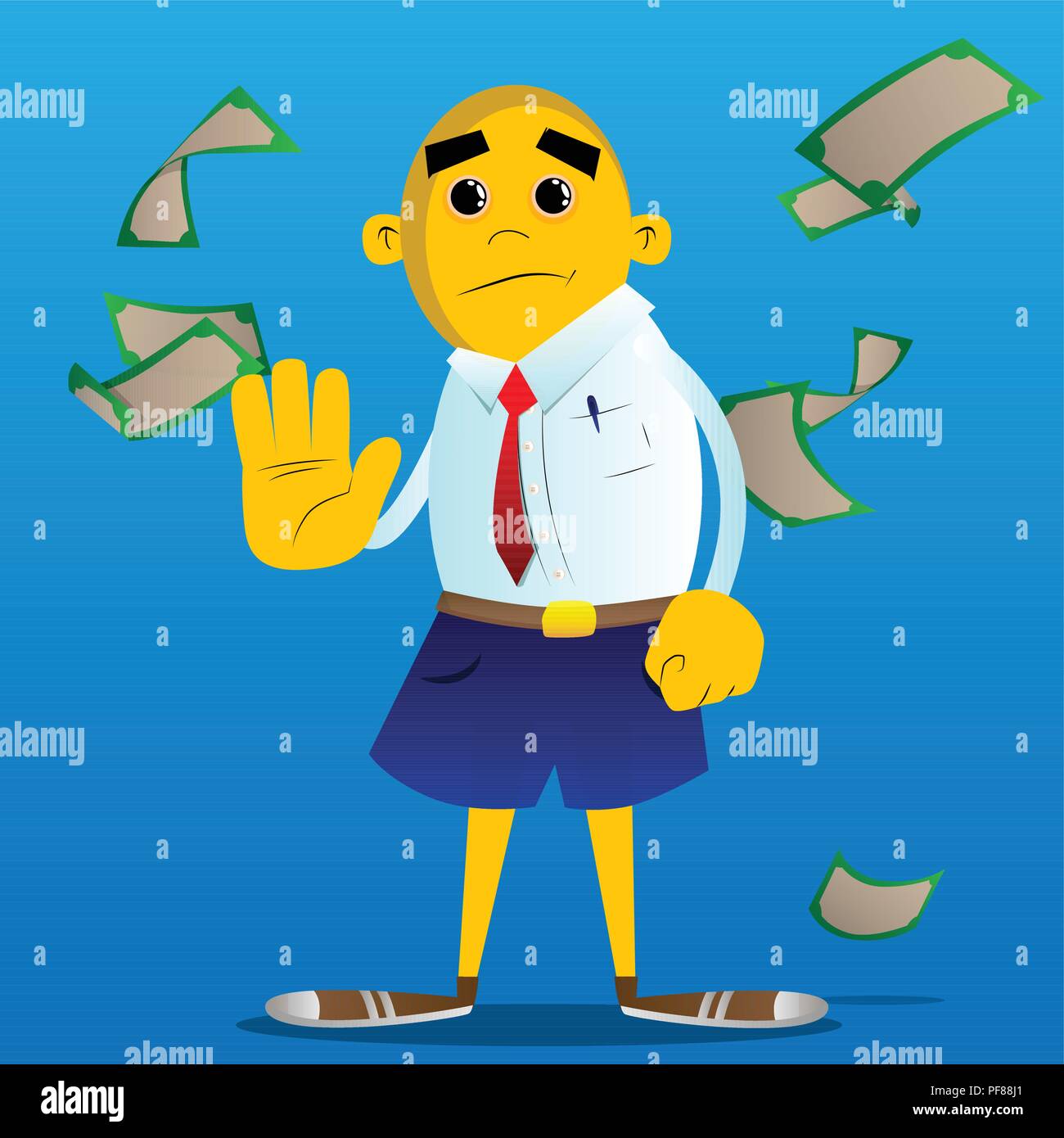 Yellow man showing deny or refuse hand gesture. Vector cartoon ...