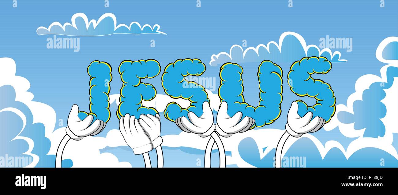 Diverse hands holding letters of the alphabet created the word Jesus ...