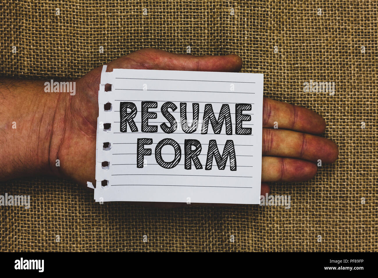 Handwriting text writing Resume Form. Concept meaning describe the ...