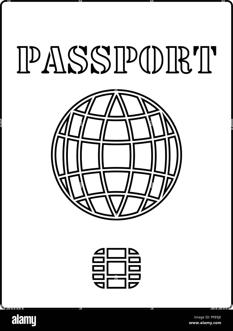 Icon of passport with chip. Thin line design. Vector illustration Stock ...