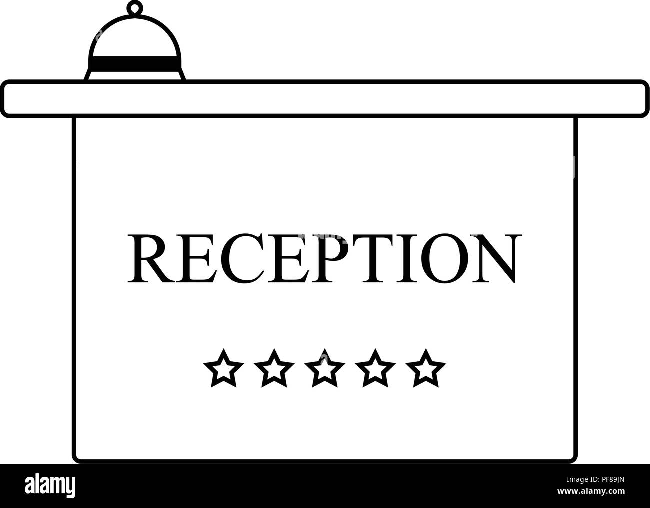 Icon of hotel reception desk with bell. Thin line design. Vector ...