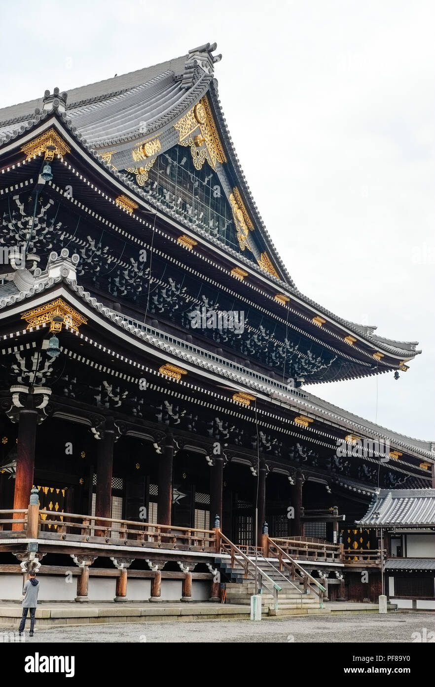 The famous heritage, traditional temple Hongan-ji with golden roof with ...