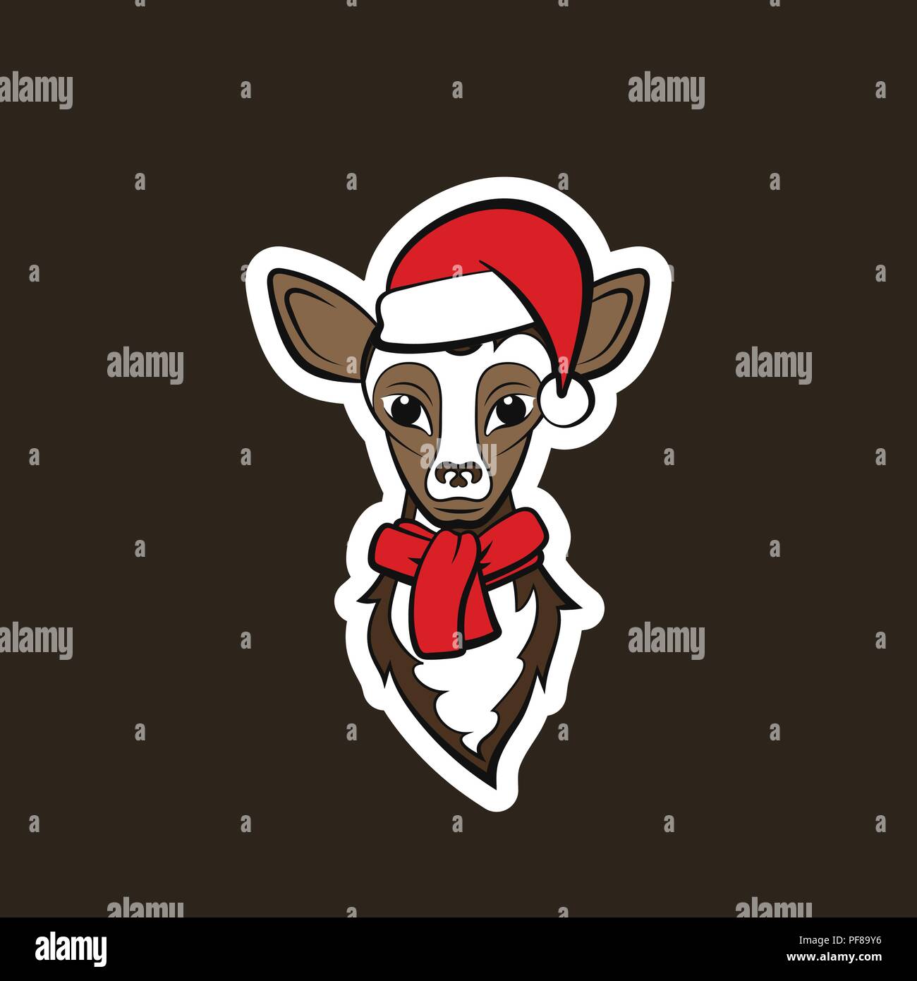 Head of a young deer. Drawing on a black background. Vector ...