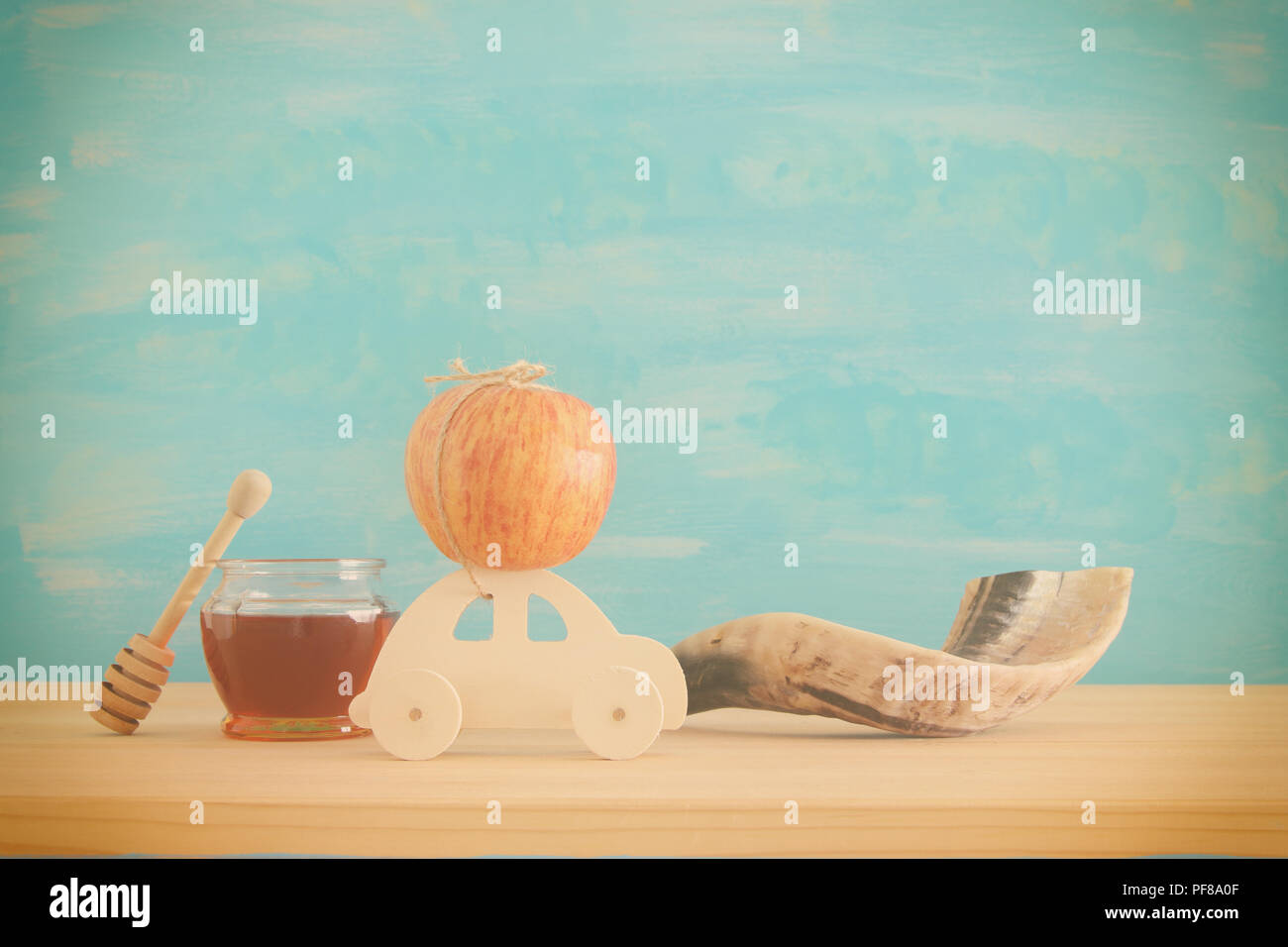 Rosh hashanah (jewish New Year holiday) concept. Traditional symbols ...