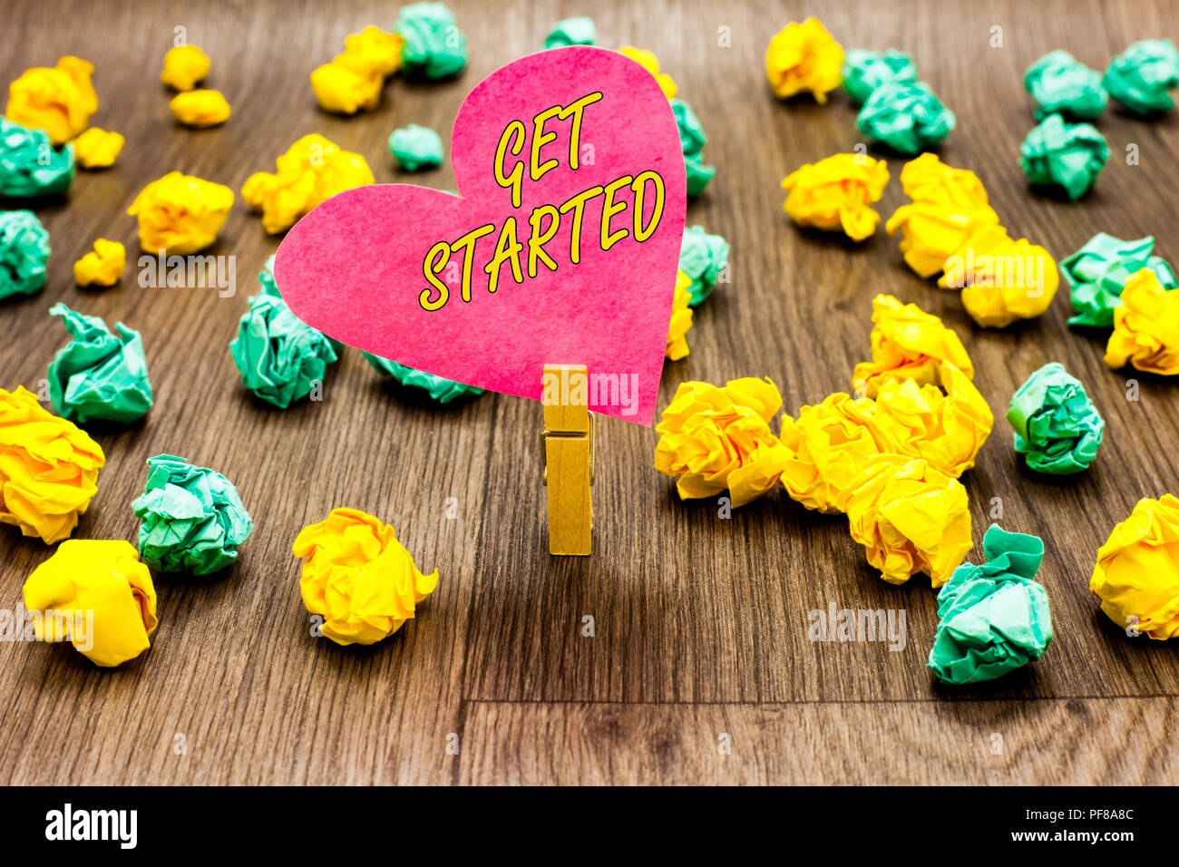 Conceptual hand writing showing Get Started. Business photo text asking someone to begin task ...