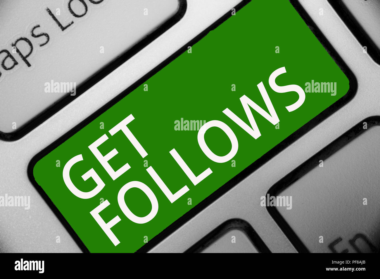 Text sign showing Get Follows. Conceptual photo person who imitates ...