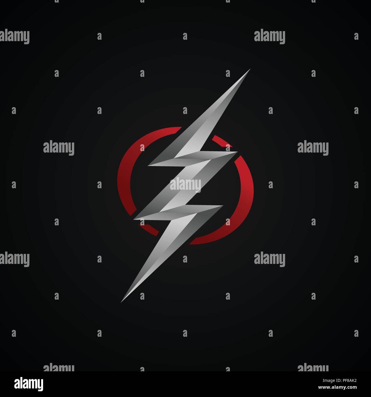 red silver lightning bolt thunder sign vector Stock Vector Image & Art ...