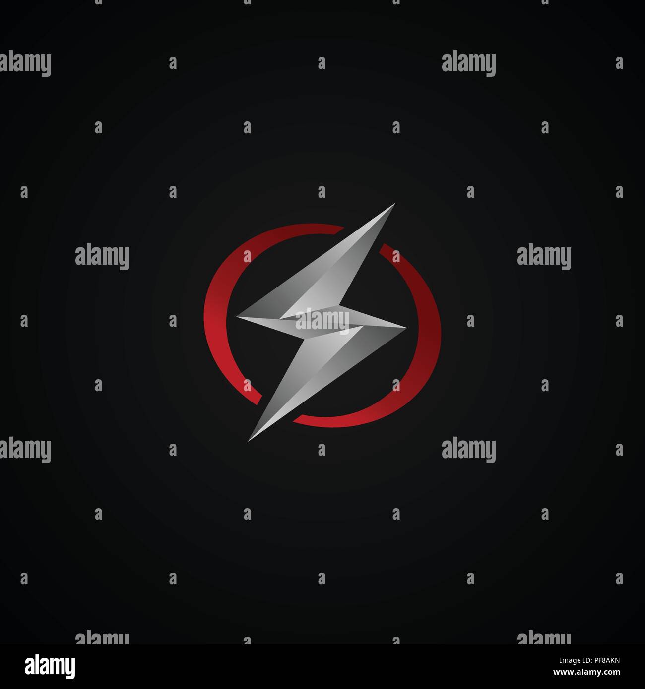 red silver lightning bolt thunder sign vector Stock Vector Image & Art ...