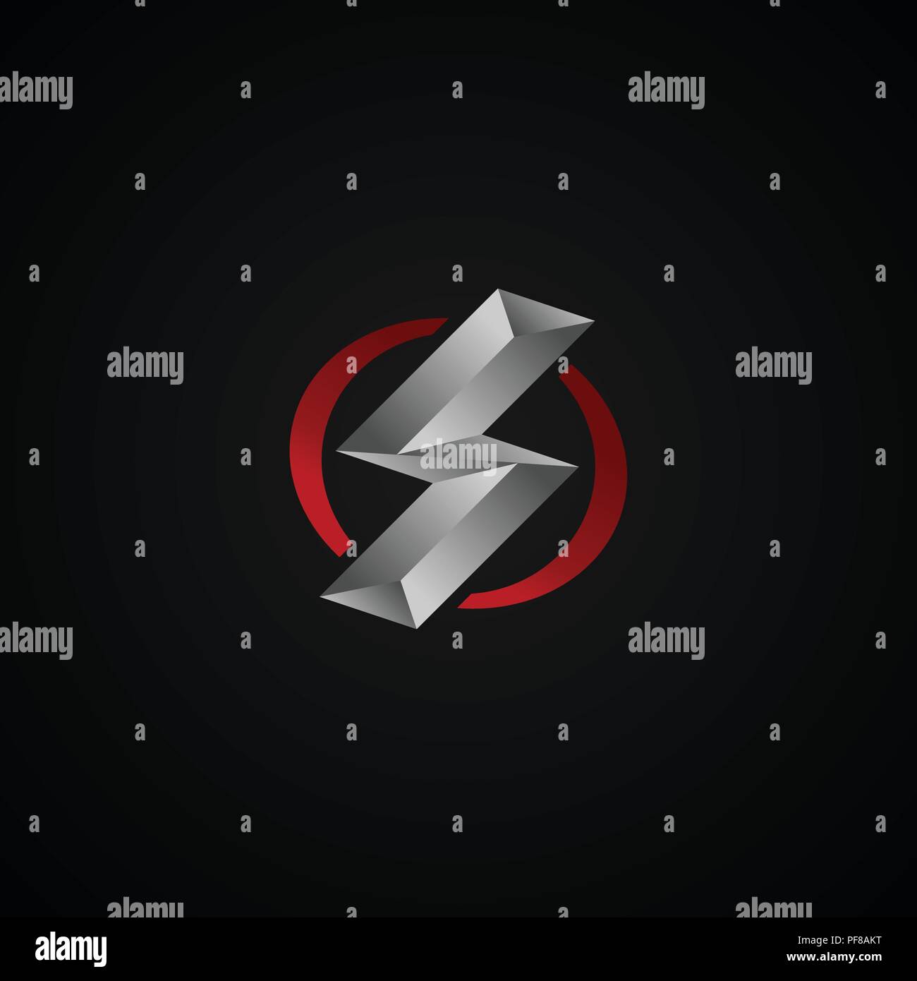 red silver lightning bolt thunder sign vector Stock Vector Image & Art ...