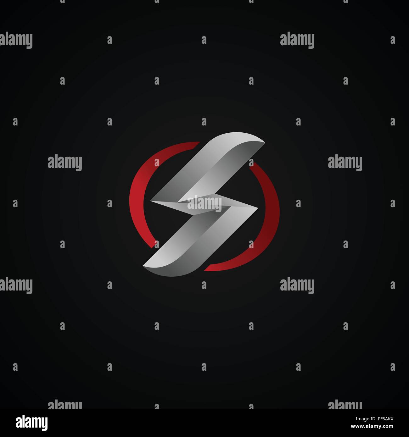 red silver lightning bolt thunder sign vector Stock Vector Image & Art ...