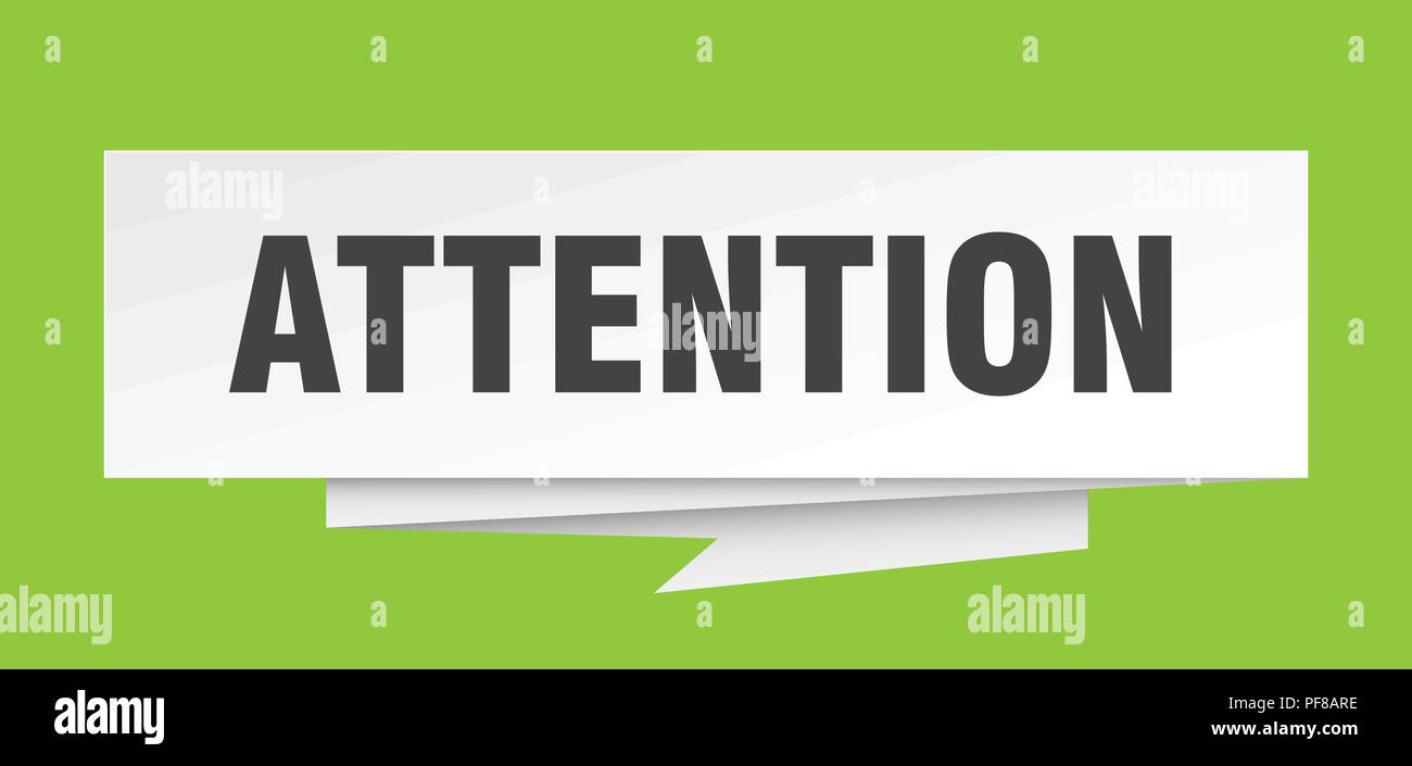 attention sign. attention paper origami speech bubble. attention tag ...