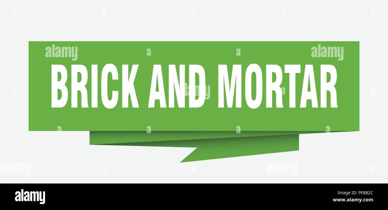 brick and mortar sign. brick and mortar paper origami speech bubble ...