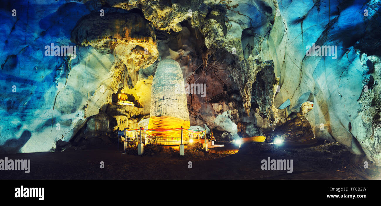 Panoramic view giant cave in Asia. Panorama nature cave in north ...