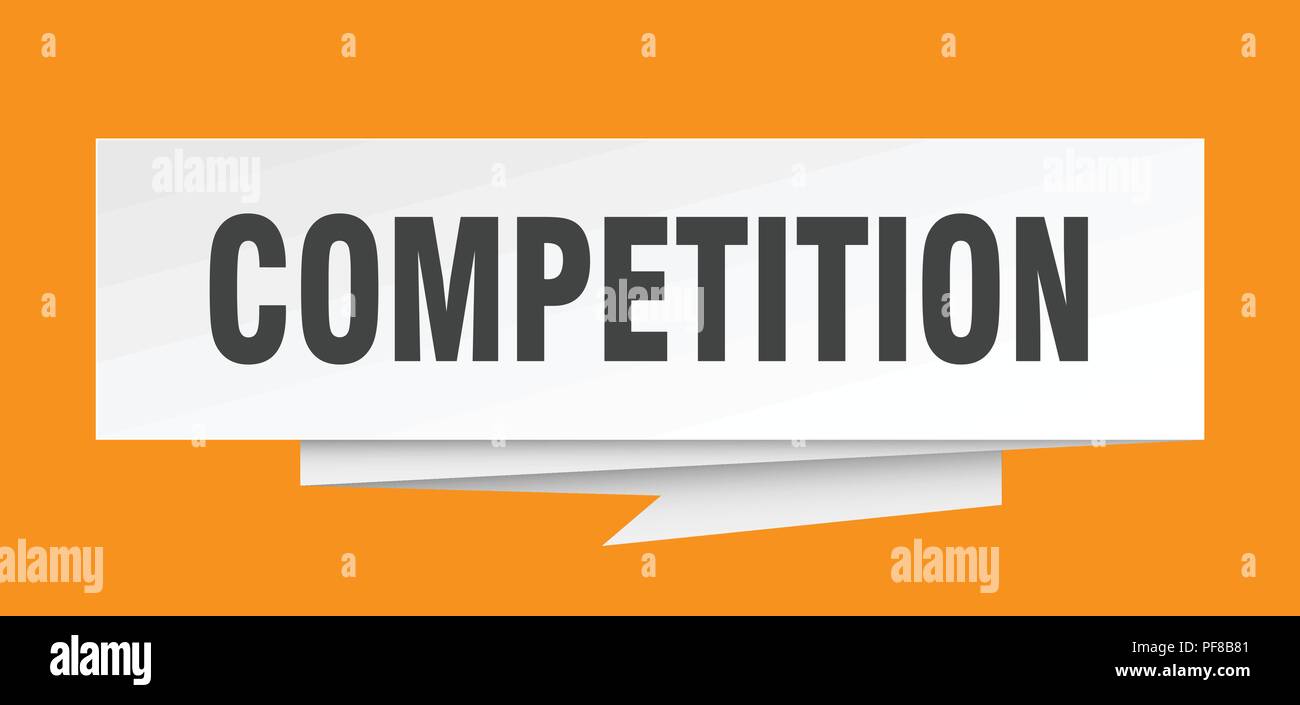 competition sign. competition paper origami speech bubble. competition ...